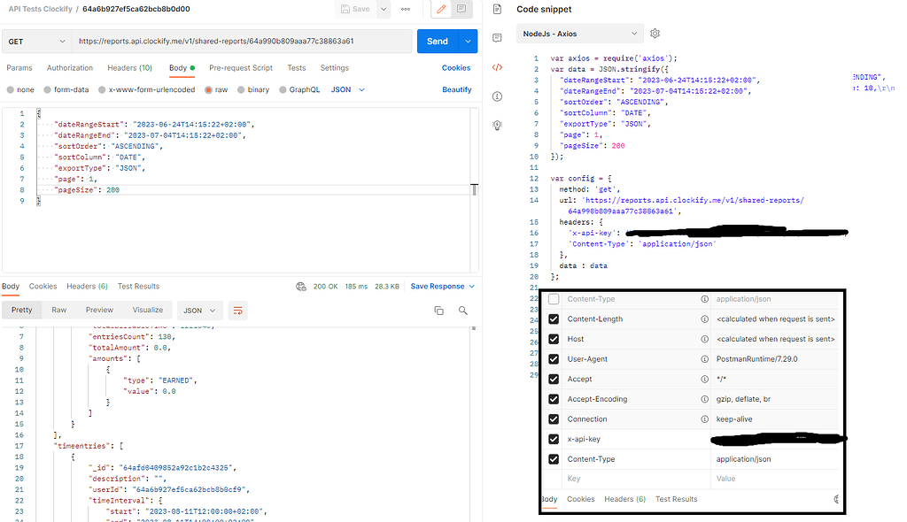 Body of REST-Call for shared report is not recognized - Developers & API - Clockify Forum